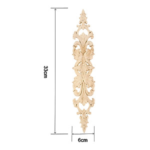 MUXSAM 4Pcs Long Wood-Carved Onlays Appliques for Furniture, Unpainted Wooden Carving Decals for Wall Cupboard Mirror Mantel Door Bed Cabinet Ceiling Dresser Refurbish Project(33x6cm/12.99"x2.36")