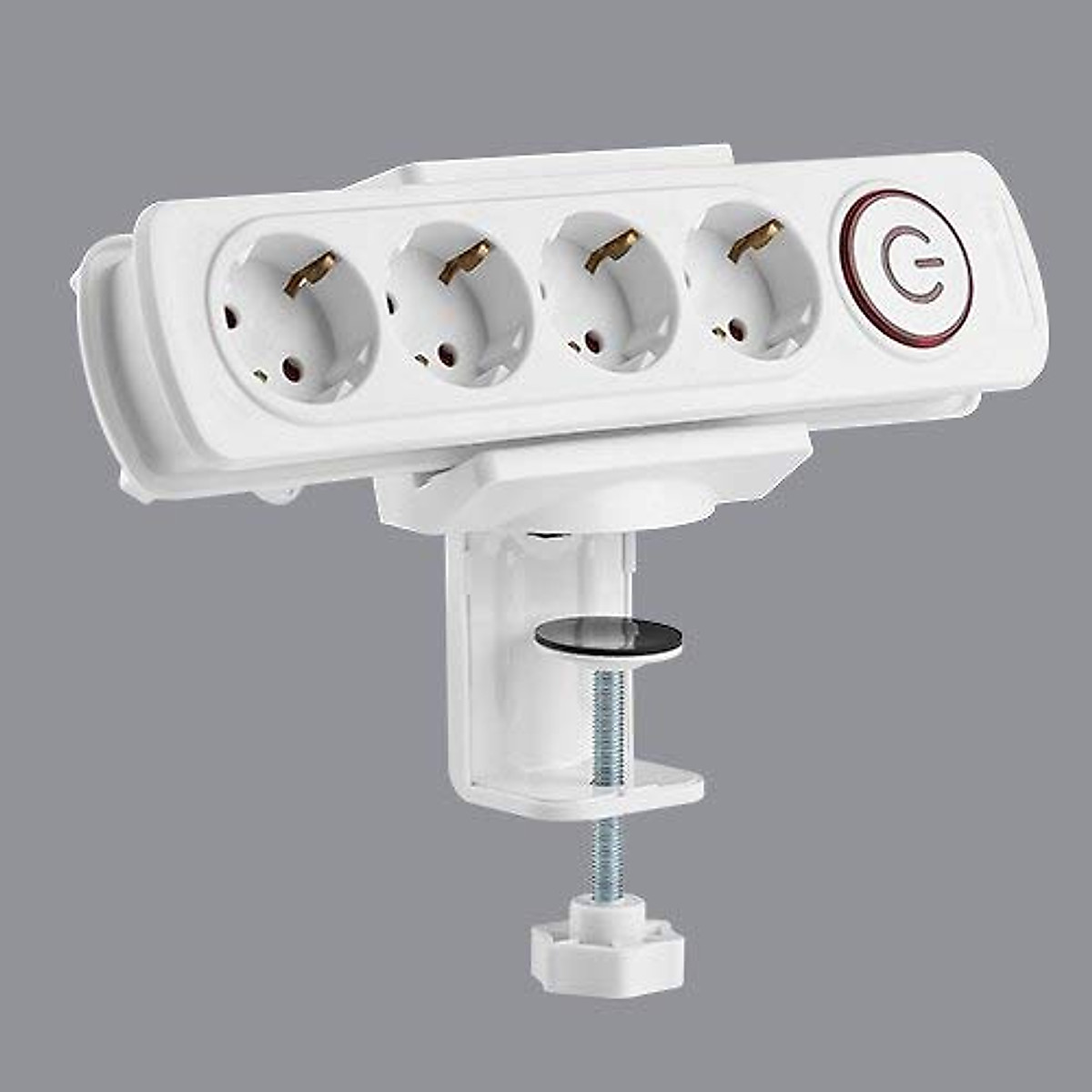 MP-MH01-2X 2 Pack Power Strip Holders with Adjustable Desk Clamp for Desktop Table - Fits 1.6" to 2.4" Power Outlet Strips | Cable Management (2 Pack White Narrow)