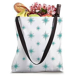 Turquoise Blue Starburst Pattern Mid-century Modern Tote Bag