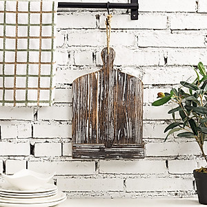 MyGift Farmhouse Torched Wood Cookbook Stand - Rustic Wooden iPad Tablet Recipe Binder Reading Book Holder with Kickstand