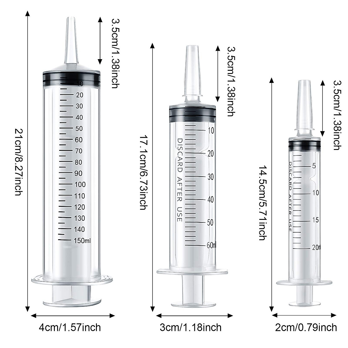 Nuanchu 8 Pieces Large Plastic Syringe Set, Animals Syringes Liquid Measuring Syringe Tools for Dispensing, Animals Feeding, Watering and Multiple Uses (20ml, 60ml,150ml)