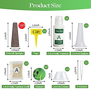 Hydroponics Supply Seed Pods Kit for Growing System, Seed Starter Pods for Indoor Garden, 50pcs Grow Sponges for AeroGarden, 15 Baskets, A&B Hydroponic Nutrients, Work with Idoo and Other Hydroponics