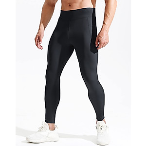 NELEUS Men's Dry Fit Compression Pants 2 Pack Running Tights with Pocket,6108 Black/Black,L