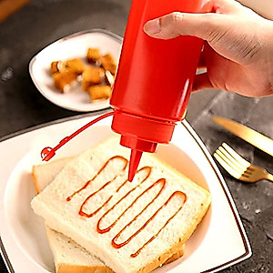 CONDRA FIELD Condiment Sauces Squeeze Bottles - (3Pcs-13.5oz),with Leak-Proof Cap and Scale Line.Plastic Squeeze Squirt Bottles for Ketchup,Mustard,Oil, Salad and More.