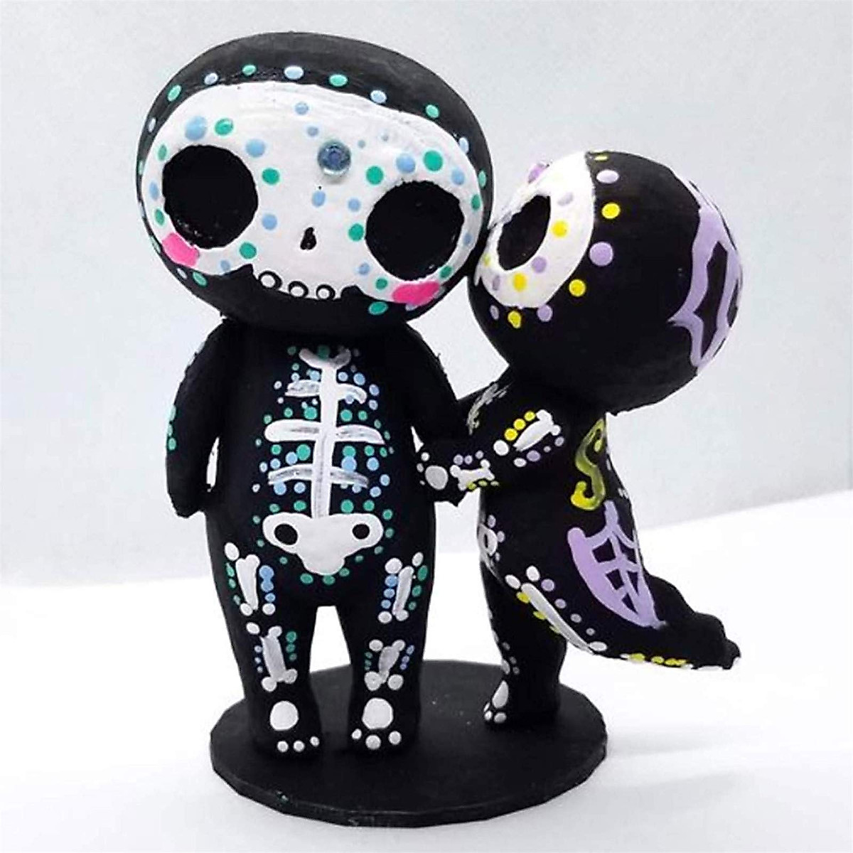 Sugar Skull Couple Figurine Resin Statue, Testimony of Love Sugar Skull Decor Handmade Crafts Resin Ornament Creative Home Room Decor, Unique Gothic Skull Sculptures Table Garden Yard Decoration