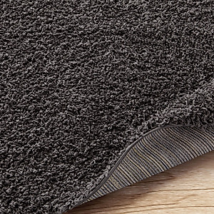 Indoor Solid Design Jute Back 5x7 Soft Shag Area Rug for Bedroom, Living Room, Dining Room, Office, 5'3" x 6'11", Navy