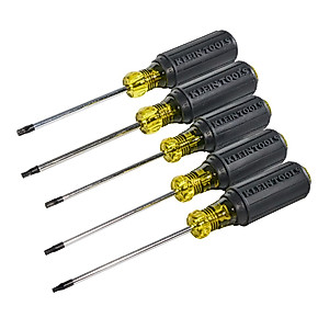 Klein Tools 19555 TORX Cushion Grip Screwdriver Set, Made in USA, T15, T20, T25, T27 and T30 Tip sizes, 5-Piece