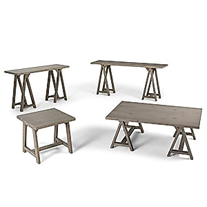 SIMPLIHOME Sawhorse SOLID WOOD 66 Inch Wide Modern Industrial Wide Console Sofa Table in Distressed Grey, For the Living Room, Entryway and Bedroom