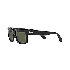 Ray-Ban RB2191 Inverness Rectangular Sunglasses, Black/Green, 54 mm