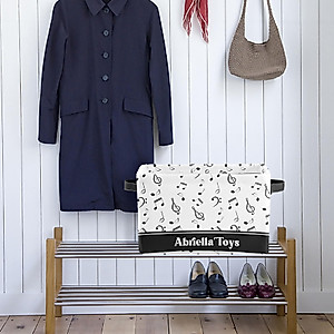 Music Notes Stars Black Storage Baskets for Organizing, Foldable Storage Baskets for Shelves, Fabric Storage Bins with Handles