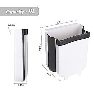 NEX Hanging Trash Can, Kitchen Collapsible Waste Bin, Small Folding Garbage Can Cabinet for Bathroom Bedroom Dorm Room Office, Wall Mounted Waste Basket -9L/2.4Gallon