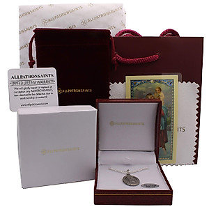 All Patron Saints Oval St Christopher Medal Necklace in Solid Sterling Silver Protect Us Medal 24 x 16 MM With 24 Inch Chain (Adult Male)