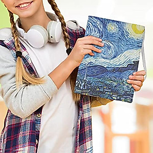 YEXIATODO Van Gogh Starry Night Book Sleeve for Textbook Kawaii Dogs Pets Anti-scratch No Glue Section Washable Reusability Polyester Book Covers Decorate Hardcover