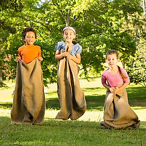 12 Pack Burlap Sack Race Bags 24 x 40 Inch Large Burlap Sack Potato Sack Outdoor Lawn Games for Holiday Birthday, Family Reunion, Carnival, Easter, Halloween, Plant Frost Protection(12 Pcs)