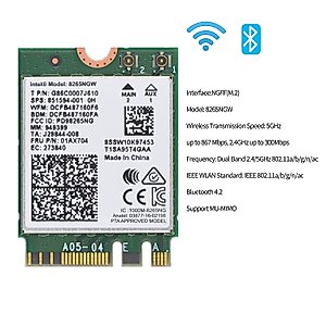 Makeronics 8265AC/8265NGW Wireless NIC Module M.2 NGFF for Jetson Nano Support 2.4GHz / 5GHz 300Mbps / 867Mbps Dual Band WiFi and Bluetooth 4.2 | Assembly Instruction Included