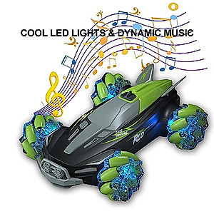 WOWELLO RC Drift Cars with Spray Mist for Kids, Remote Control Car with LED Lights and Music, Rechargeable RC Stunt Toy Car, Indoor and Outdoor Toys for 3 4 5 6 7 8-12 Year Old Boys Girls Gifts