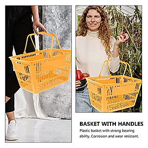 POPETPOP Plastic Shopping Basket with Handle- 16L Portable Handheld Storage Basket Used for Supermarket, Retail, Bookstore