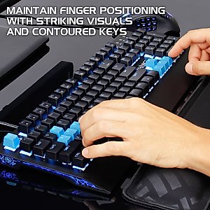ENHANCE PBT Keycaps Set Doubleshot Key Caps Gaming Keyboard Upgrade Kit - Plastic Backlit Clear WASD Compatible with Mechanical Switches - Keycap Puller, Dust Brush and Microfiber Cloth - Blue