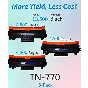 MM MUCH & MORE Compatible Toner Cartridge Replacement for Brother TN-770 TN770 TN760 to Used with HL-L2370DW HL-L2370DWXL MFC-L2750DW MFC-L2750DWXL Printers (3-Pack, Black)