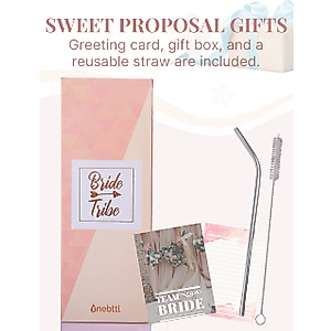 Onebttl Bridesmaid Gifts, Insulated Stainless Steel Tumblers with Lids and Straws, Maid of Honor Proposal Gifts, Bride Tribe, Bridal Party Gifts, 20 oz, Rose gold - Maid of Honor