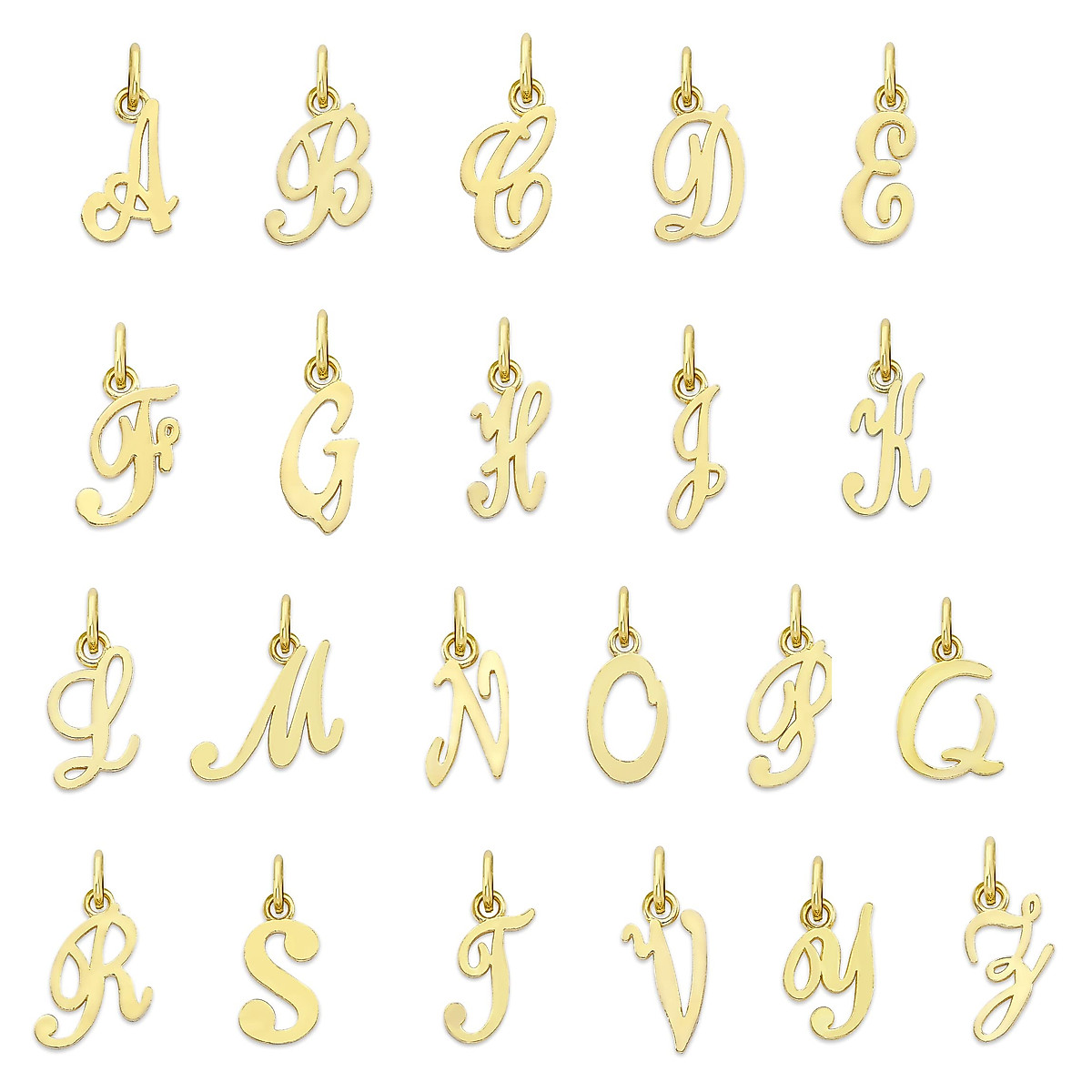 Solid Gold Initial Charm Available in A-Z, Tiny Cute Letter Jewelry (C)