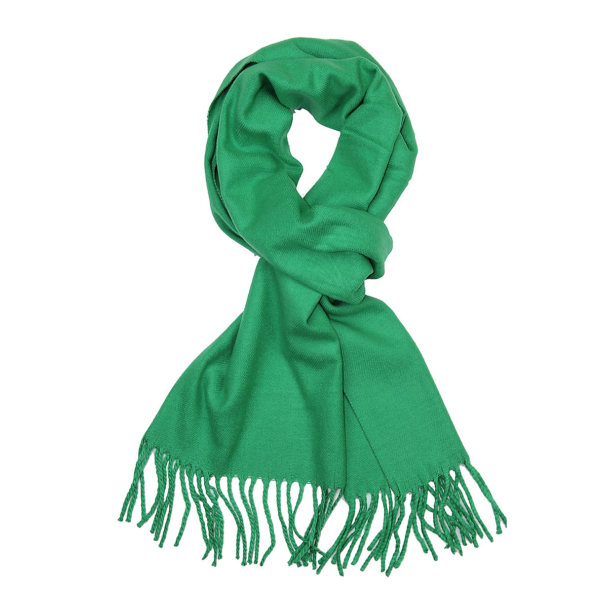 Achillea Solid Color Cashmere Feel Winter Scarf Unisex Soft & Warm Plain Scarf (Kelly Green)