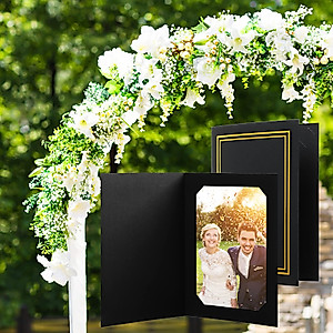 Fainne 100 Pcs Photo Folders for 4x6 or 5x7 Pictures Photo Frame Note Cards Paper Greetings Cardboard Picture Frame Photo Inserts Cards Picture Insert Notecard for Portraits Graduation Wedding (Black)