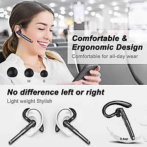 Bluetooth Earpiece for Cell Phones Wireless Headset with Charging Case and LED Intelligence Display,10h Talking Time Handsfree Earphones with Dual-mic Noise Cancelling for Office Conferencing Outdoor