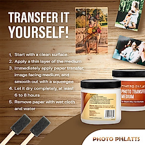 PHOTO PHLATTS Photo Transfer Medium Gel for Transferring Photos to Wood and Other Hard Surfaces | Premium Image Transfers for Wood DIY Crafts and Personalized Gifts | 8oz