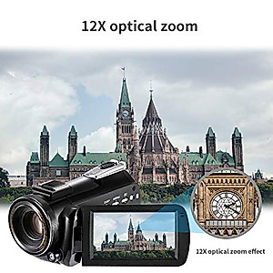 ORDRO Video Camera 4K Livestream Camcorder HDR-AC5 12X Optical Zoom Video Recorder 3.1'' IPS Touchscreen Live Broadcast Camcorder with 6.5ft USB Livestreaming Cable and 64GB SD Card