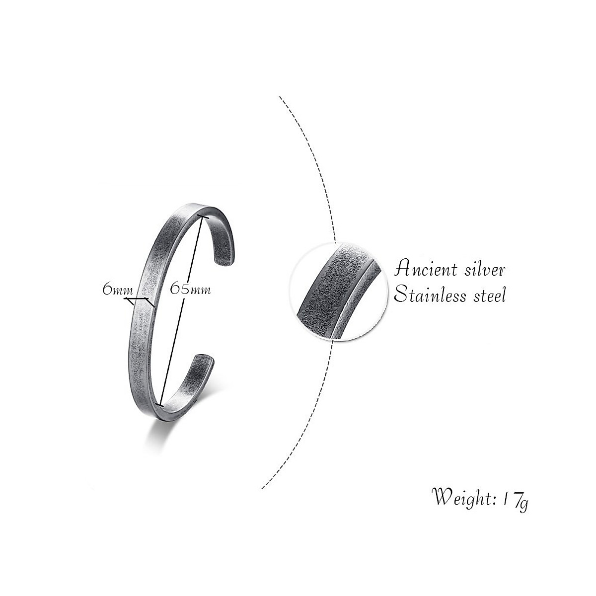 MEALGUET Personalized Cuff Bracelet Stainless Steel Inspirational Bracelets Free Custom Engraved Name Mantra Text Bangle Open Cuff Bangle for Men Women,Antique Grey, 6mm Width