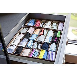 Amelitory Underwear Organizer Drawer Divider Foldable for Bras Panties Socks 4 Set, Beige