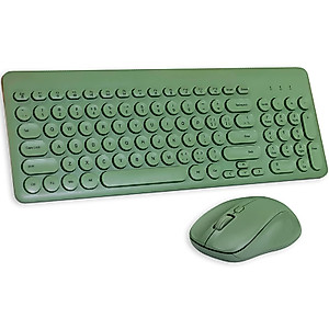 Arcwares Wireless Keyboard and Mouse Combo, Sweet Green Cute Keyboard, 2.4G USB Ergonomic Full-Sized Mute Keyboard for Computer, Laptop, PC Desktops, Mac