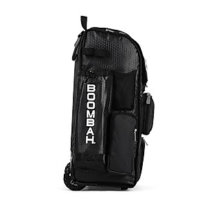 Boombah Rolling Superpack Baseball/Softball Gear Bag - 23-1/2" x 13-1/2" x 9-1/2" - Black - Telescopic Handle - Holds 4 Bats - Wheeled Version