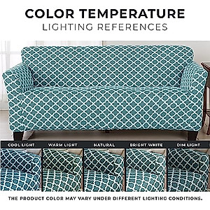 Great Bay Home Printed Twill Recliner Slipcover. One Piece Stretch Recliner Cover. Strapless Recliner Cover for Living Room. Fallon Collection Slipcover. (Recliner, Smoke Blue)