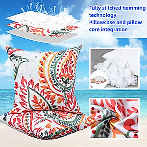 Mindsoft 4 Pack Indoor Outdoor Inflatable Ottoman and Waterproof Pillows Round Footstools Footrest Ottoman with Handle, Throw Pillows Portable Ottoman Pouf for Patio Garden Camping Home Travel