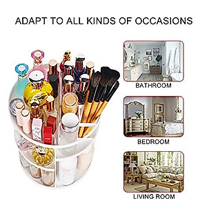 sanipoe 360 Makeup Organizer, DIY Detachable Spinning Cosmetic Makeup Caddy Storage DIsplay Bag Case Large Capacity Makeup Box Acrylic Vanity Organizer Box, Great for Countertop and Bathroom, White