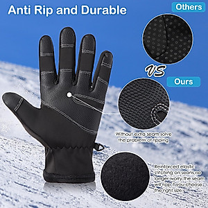 GORELOX Winter Warm Gloves,Touchscreen Cold Weather Driving Gloves Windproof Anti-Slip Sports Gloves for Cycling Running Skiing Hiking Climbing,Men ＆ Women