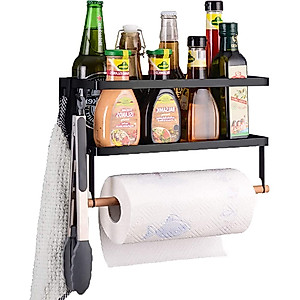 COSWE Magnetic Paper Towel Holder, Fridge Organizer, Magnetic Spice Rack for Refrigerator, Wall Mount Storage Organizer Shelf for Kitchen Bathroom