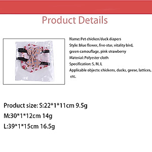 Angstmeier Chicken Diapers for Hens Diaper Nappy Poultry Cloth for Rooster Silkies Chicks 3 Size (Small,Vitality Bird)