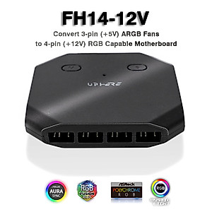 novonest Fan Hub,12V 4PIN to 5V 3PIN Addressable RGB Fan Controller with SATA Interface Power Input,Support PWM 4PIN,Comes with Reset Button Line,Up to 14 Fans,FH14-12V