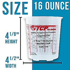 Custom Shop Pack of 12 Each - 16 Ounce Paint Mixing Cups = 1 Pint Cups Have calibrated Mixing ratios on Side of Cup Pack of 12 Paint and Epoxy Resin Mixing Cups