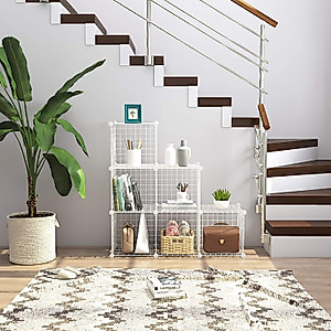 C&AHOME Wire Cube Storage, 6 - Cube Organizer Metal C Grids, Modular Shelves Units, Storage Bins Shelving, Closet Organizer, Ideal for Home, Office, Living Room, 36.6”L x 12.4”W x 36.6”H White