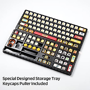 LTC LavaCaps PBT Double Shot108 Keycaps Set, Cat's Claw Sublimation OEM Profile for ANSI US Layout 61/87 TKL/104/108 Keys Mechanical Keyboard, with Keycap Puller - (Only Keycaps), Yellow
