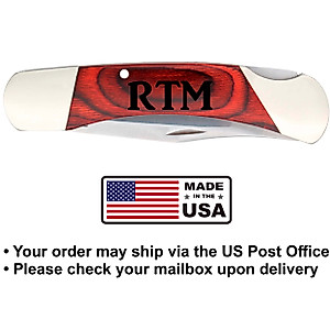 Palmetto Wood Shop Bear & Son 97 Personalized Pocket Knife with Genuine Leather Sheath