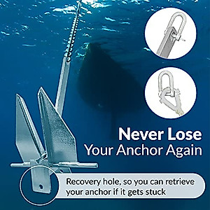 WindRider Boat Anchor Kit for Different Size Boats - Complete Boating Anchors - includes Fluke Anchor, Rope, Galvanized Steel Anchor Chain, and Shackles - Essential Pontoon Boat Anchor Kit