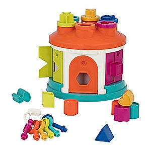Battat – Shape & Color Sorting Toy – Developmental Toy – Pattern Matching Game – Color-Coded Keys – 2 Years + – Shape Sorter House