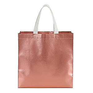 Tosnail 20 Pack Large Reusable Grocery Bags Shopping Tote Bag with Handle Present Bag Gift Bag for Weddings, Birthdays, Party, Event - Rose Gold