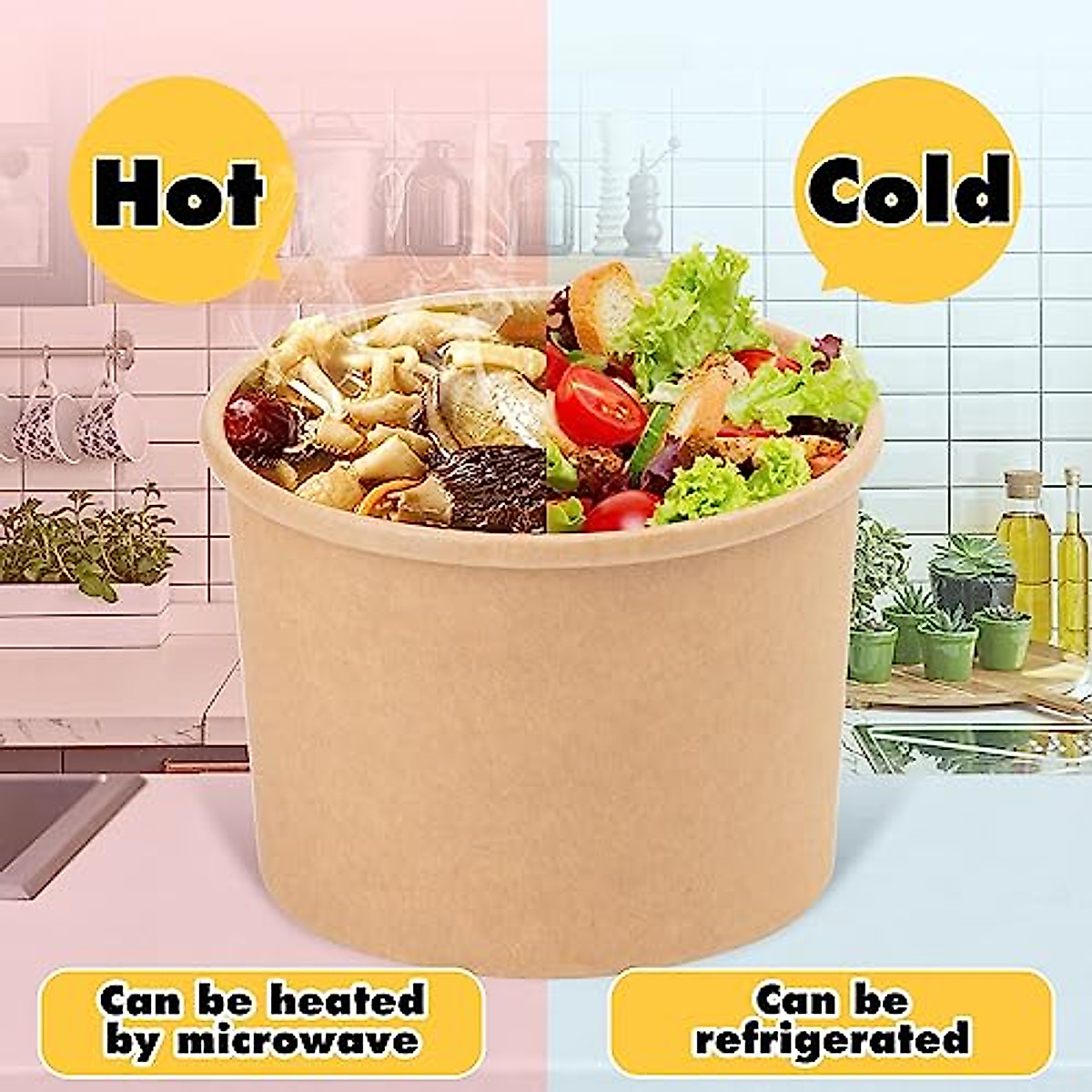 [75Pcs] 12 OZ Paper Soup Cups,Paper Food Containers with Vented Lid, Disposable Paper Soup Containers Paper Food Cups Ice Cream Cups with Lids,Great for Hot Soup,Ice Cream,Dessert