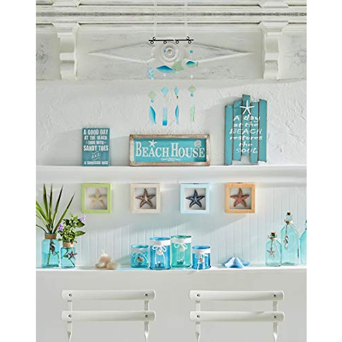 Beachcombers Beach House Framed Coastal Plaque Sign Wall Hanging Decor Decoration for The Beach Multi